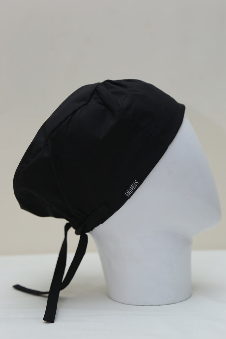 Black Surgical Cap-scrub caps for men - enamels-online